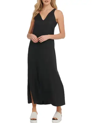 Dkny Sleeveless Linen Maxi Dress - Black