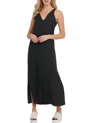 Dkny Sleeveless Linen Maxi Dress - Black