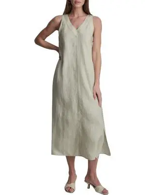 Dkny Sleeveless Linen Maxi Dress - Natural