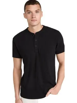 Rag & Bone Classic Short Sleeve Henley - Jet Black