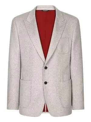 Dolce & Gabbana Cashmere-silk Single-breasted Blazer - Grey