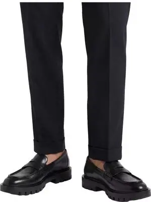 Santoni Ridged-rubber Sole Loafers - Black