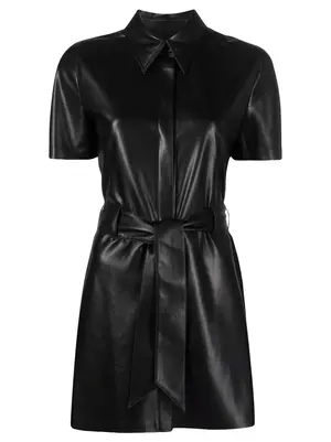 Nanushka Belted Mini Shirt Dress - Black