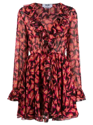 MSGM Butterfly Print Mini Dress - Pink