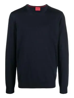 BOSS Virgin Wool Crew-neck Jumper - Blue