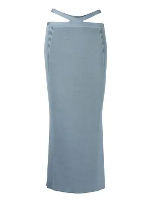 Simkhai Ribbed Midi Skirt - Blue