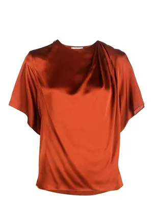 Vince Draped Silk Top - Brown