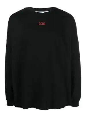 Gcds Long-sleeved Logo-print T-shirt - Black