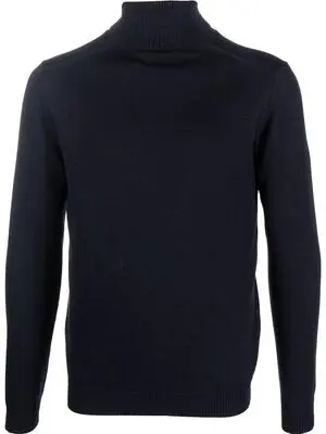 ROBERTO COLLINA Ribbed Hem Roll-neck Jumper - Blue