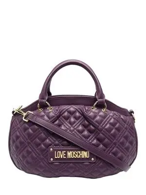 Moschino Quilted Logo-lettering Bag - Purple