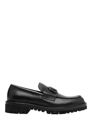 Valentino Garavani Vlogo Signature Leather Loafers - Black