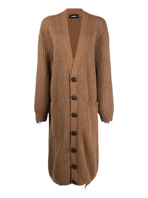 Dsquared2 Extra-long Knitted Cardigan - Brown