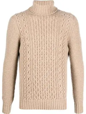 DRUMOHR Cable Knit Lambswool Jumper - Neutrals