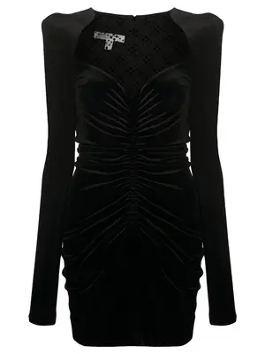 Philosophy Di Lorenzo Serafini Ruched Velvet Mini Dress - Black