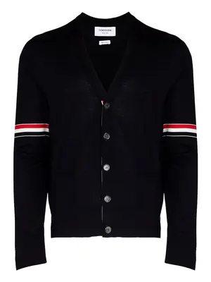 Thom Browne Rwb Knitted Cardigan - Black