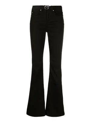 Pinko Love Birds-buckle Flared Trousers - Black