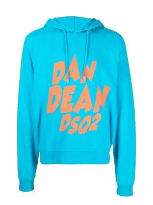Dsquared2 Logo Drawstring Hoodie - Blue