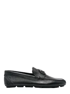 Valentino Garavani Vlogo Signature Leather Driving Loafers - Black