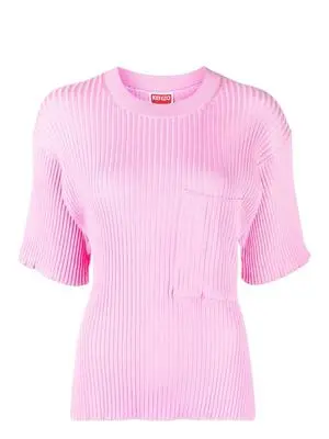 Kenzo Logo-patch Ribbed Knit Top - Pink
