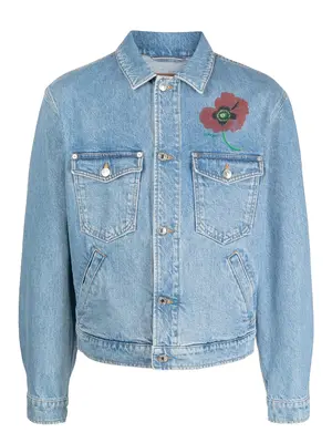 Kenzo Floral-print Trucker Jacket - Blue