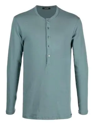 TOM FORD Button-up Long-sleeve T-shirt - Blue