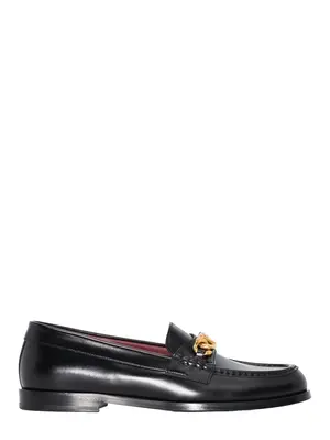 Valentino Garavani Vlogo Chain Leather Loafers - Black