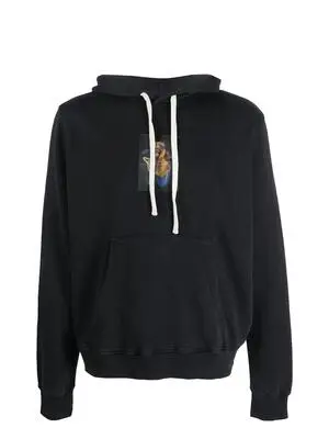 DIESEL® Cotton Graphic Print Hoodie - Black
