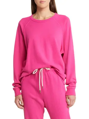 The Great. THE GREAT. College French Terry Sweatshirt Fuchsia