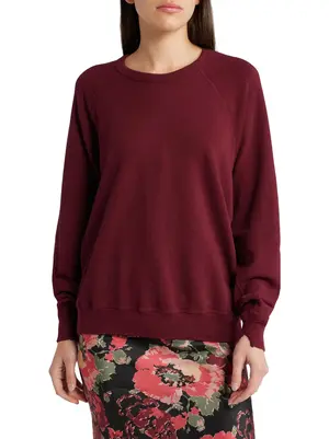 The Great. THE GREAT. College French Terry Sweatshirt Plum