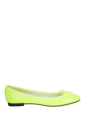 Repetto Repetto Patent Leather Ballet Flats With Bow Detailing Chartreuse