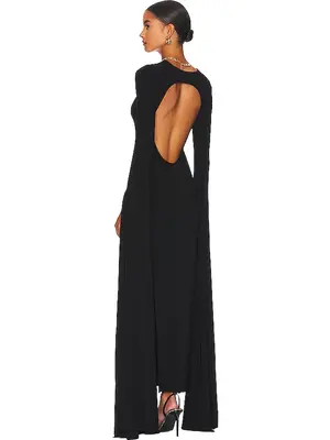 Norma Kamali Ribbon Sleeve Gown - Black