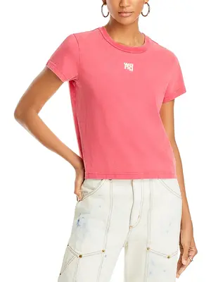 Alexander Wang Essential Cotton Logo Tee Soft Cherry