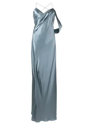 Michelle Mason Draped-panel Silk Gown - Blue