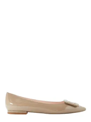 ROGER VIVIER Gommettine Patent-leather Point-toe Flats - Brown