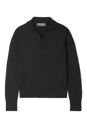 Loro Piana Cashmere Polo Sweater Black