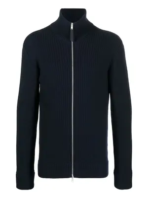 MAISON MARGIELA Ribbed Zip-up Cardigan - Blue