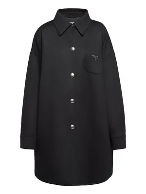 Prada Logo-plaque Wool Coat - Black