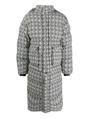 MARINE SERRE Moon Diamond-pattern Oversized Puffer Coat - White