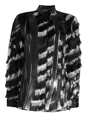 ALBERTA FERRETTI ALBERTA FERRETTI Sheer Fringed Two-tone Blouse
