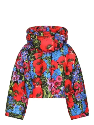 Dolce & Gabbana Floral-print Down Short Jacket - Black