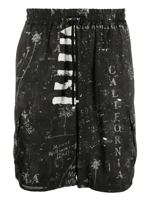 Amiri Abstract-print Bermuda Shorts - Black