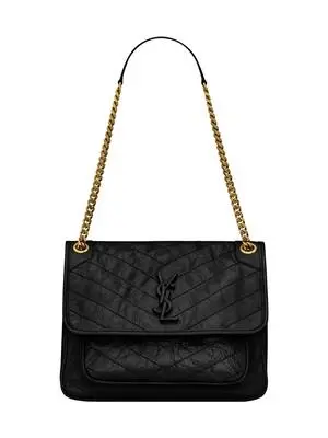 Saint Laurent Niki Logo-lettering Shoulder Bag - Black