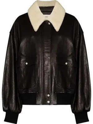 Khaite Shearling-trim Leather Jacket - Black