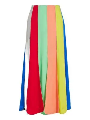 Rosie Assoulin Carwash Metallic-trimmed Striped Silk-crepe Maxi Skirt - Multicolor