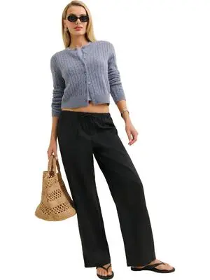 REFORMATION Linen Short Pant - Black