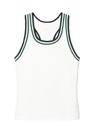 Tory Burch Burch Performance Jersey Racerback Tank Top - Snow White/evergreen