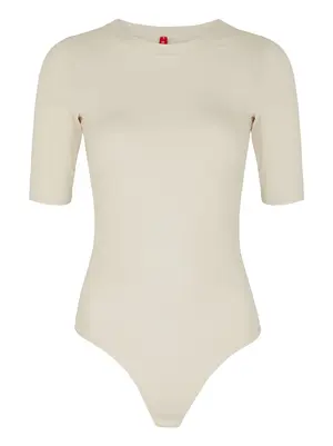 Spanx Suit Yourself Ribbed Stretch-jersey Bodysuit - Off White
