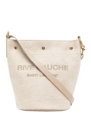 Saint Laurent Logo-embroidered Bucket Tote - Brown