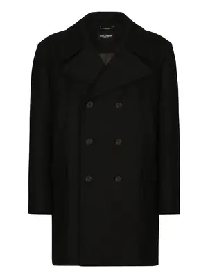 Dolce & Gabbana Double-breasted Wool Pea Coat - Black
