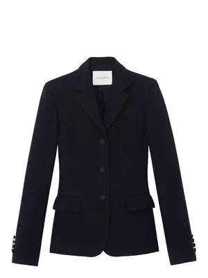 Lafayette 148 New York Wool-silk Crepe Tailored Blazer - Black